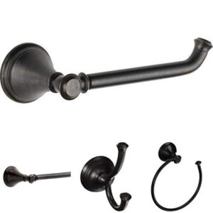 delta cassidy 4-piece bath hardware set with 24 in. towel bar, toilet paper holder, towel ring, towel hook in venetian bronze