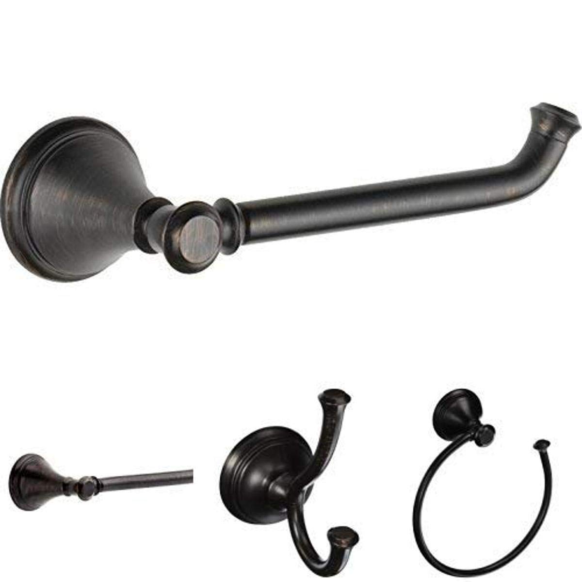 Delta Cassidy 4-Piece Bath Hardware Set with 24 in. Towel Bar, Toilet Paper Holder, Towel Ring, Towel Hook in Venetian Bronze