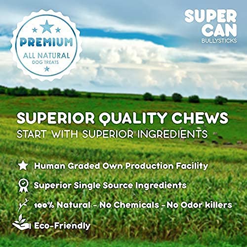 SuperCan Bully Sticks Beef Tendon Chews for Dogs (4-7 Inch Thick Sticks: 10 Count) | Natural Farm Raised Cattle Treats | Long Lasting as Bully Sticks | Promoting Healthy Joints & Hip