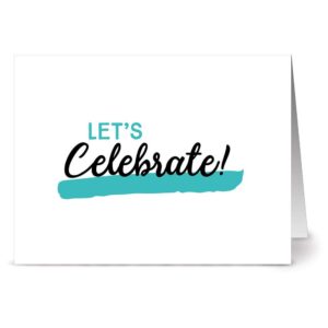 Happy Birthday Cards Bulk Assortment – 72 Pack – Teal Script Birthday – 6 Unique Designs – AQUA BLUE ENVELOPES INCLUDED – Birthday Greeting Cards – Glossy Cover Blank Inside – By Note Card Café