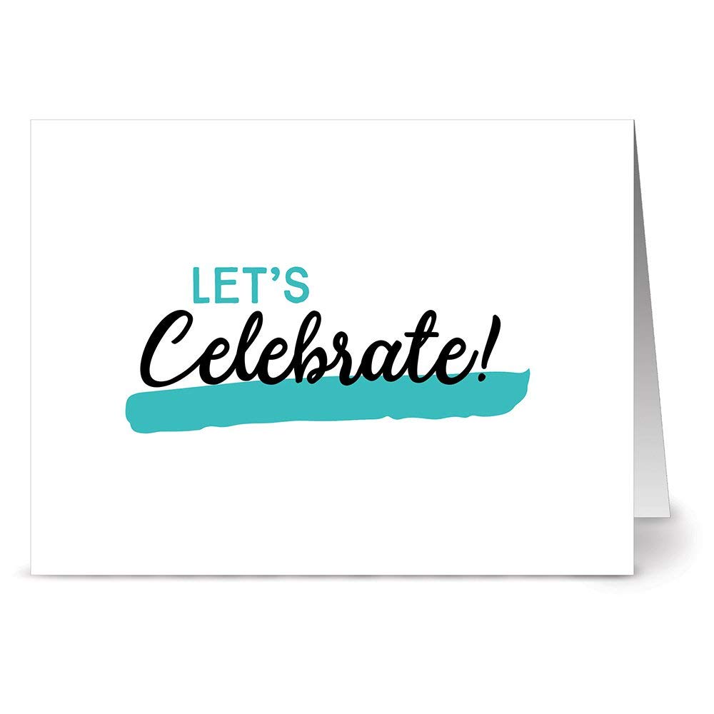 Happy Birthday Cards Bulk Assortment – 72 Pack – Teal Script Birthday – 6 Unique Designs – AQUA BLUE ENVELOPES INCLUDED – Birthday Greeting Cards – Glossy Cover Blank Inside – By Note Card Café