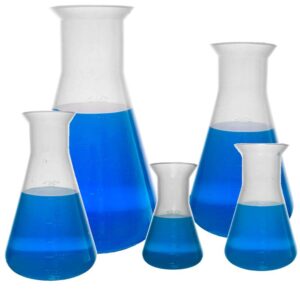 plastic erlenmeyer flask set - 5 sizes - 50, 100, 250, 500, and 1000ml, karter scientific 230d9