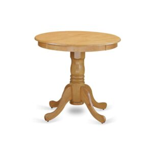 east west furniture emt-oak-tp eden dining room table - a round kitchen table top with pedestal base, 30x30 inch, oak