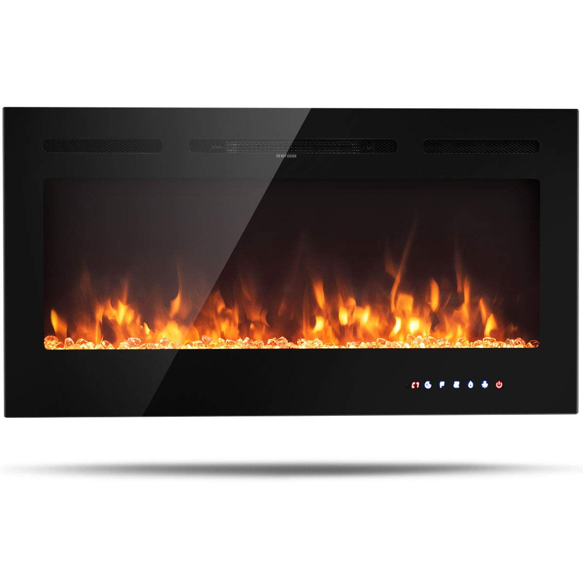 Tangkula 40 inches Electric Fireplace Insert with Thermostat, in-Wall Recessed and Wall Mounted 1500 W Faux Fireplace, Touch Screen Control, 9 Flamer Color, Temperature Control & Timer (40 inches)