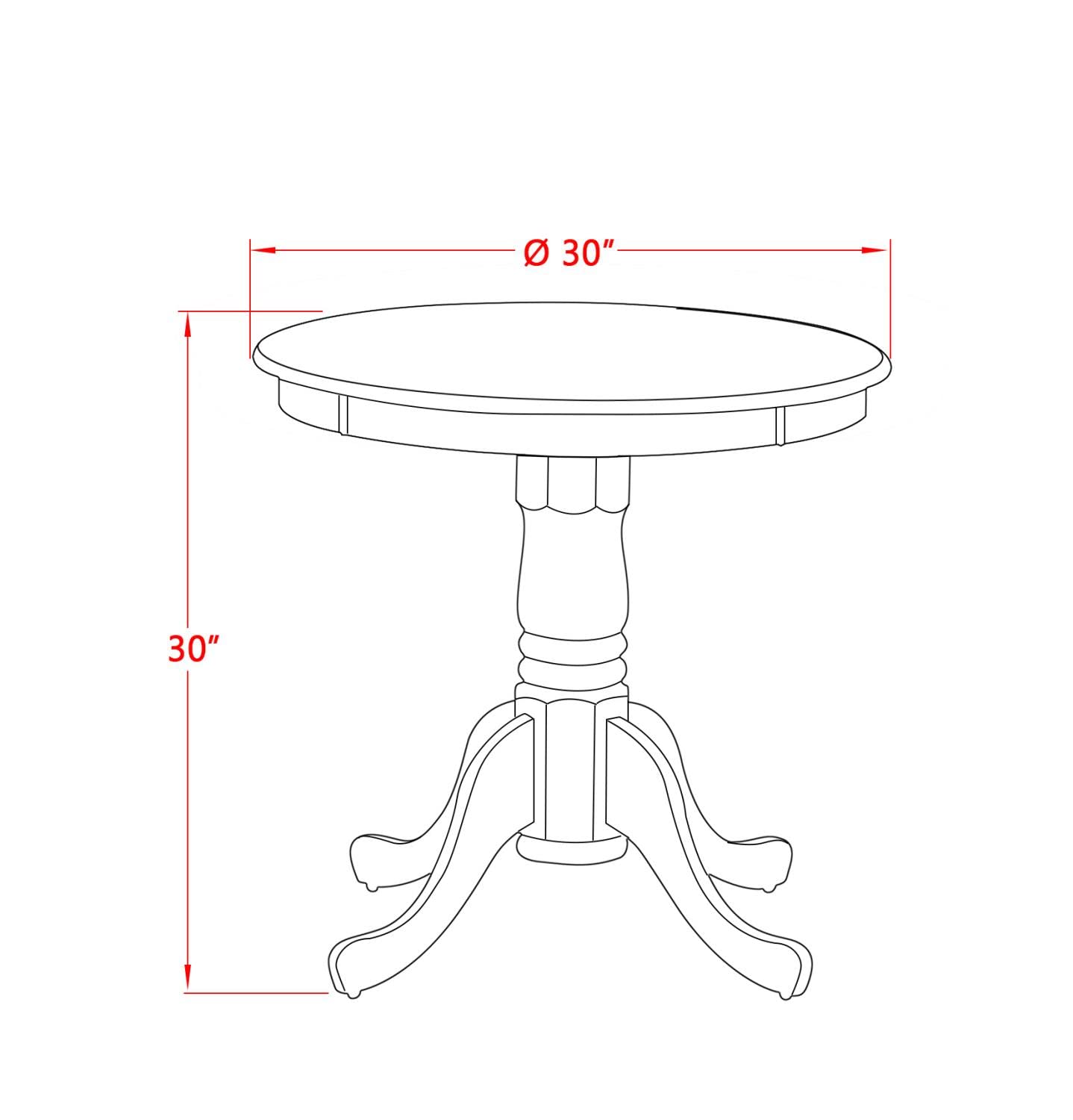 East West Furniture EMT-OAK-TP Eden Dining Room Table - a Round kitchen Table Top with Pedestal Base, 30x30 Inch, Oak