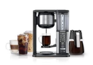 ninja specialty coffee maker cm400, removable water reservoir, glass carafe, single-cup brewing fold away cup platform