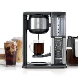 Ninja Specialty Coffee Maker CM400, Removable Water Reservoir, Glass Carafe, Single-Cup Brewing Fold Away Cup Platform