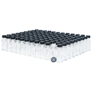 glassbottleoutlet (pack of 108) 1 oz. clear boston round with black cone lined cap