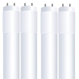 feit electric t8 led bulbs 4 foot, 32 watt equivalent, type a tube light, plug & play, t8 or t12 led fluorescent replacement, frosted, t48/830/ledg2/4, 3000k warm white, (pack of 4)