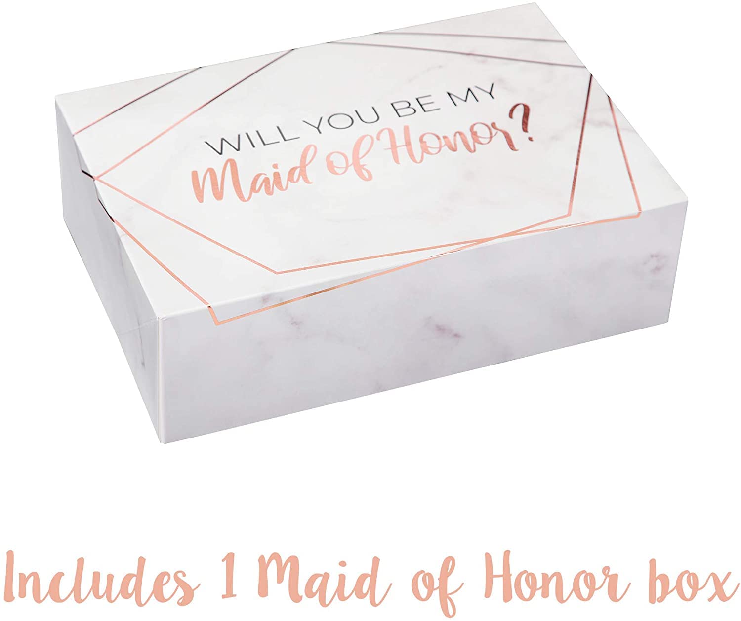 Pop Fizz Designs Bridesmaid Proposal Box Set I 6 Pack I 1 Maid of Honor Proposal Box and 5 Will You be My Bridesmaid Boxes I Marble with Gold Foil Bridesmaid Box for Bridesmaid Gifts