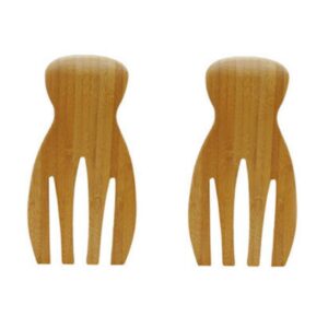 jb home collection 4564, natural bamboo salad hands for salad mixing and serving, bamboo salad fork server set of 2