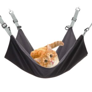 hanging cat hammock, pet hammock for cage, adjustable cat bed two sides comfortable/waterproof resting sleepy pad for cats small dogs rabbits or other small animals (black) (black, 22 x 16.5)