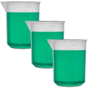 1000ml plastic beaker, low form, reusable, polypropylene, molded graduations (pack of 3)