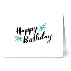 Happy Birthday Cards Bulk Assortment – 72 Pack – Teal Script Birthday – 6 Unique Designs – AQUA BLUE ENVELOPES INCLUDED – Birthday Greeting Cards – Glossy Cover Blank Inside – By Note Card Café