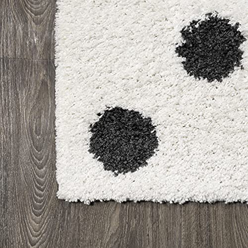 JONATHAN Y MOH411A-5 Pere Modern Charcoal Dot Shag Indoor Area-Rug Bohemian Contemporary Geometric Easy-Cleaning Bedroom Kitchen Living Room Non Shedding, 5 X 8, White/Black