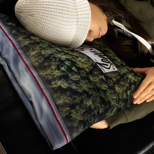 Sour Diesel Giant Stash Weed Pillowcase | Decorative Throw Pillow Cover with Realistic Reefer Imagery | Secret Pocket Compartment | Fits 18 x 18 Inch Pillow Insert | Weed Decor