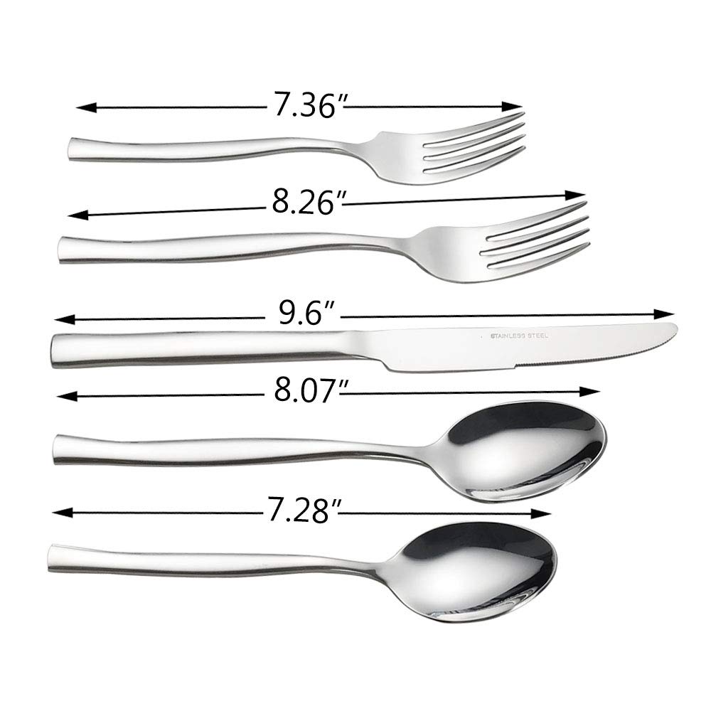 Qskely 40 Pieces Stainless Steel Flatware Cutlery Silverware Set, Service for 8