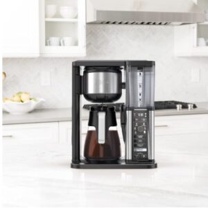 Ninja Specialty Coffee Maker CM400, Removable Water Reservoir, Glass Carafe, Single-Cup Brewing Fold Away Cup Platform