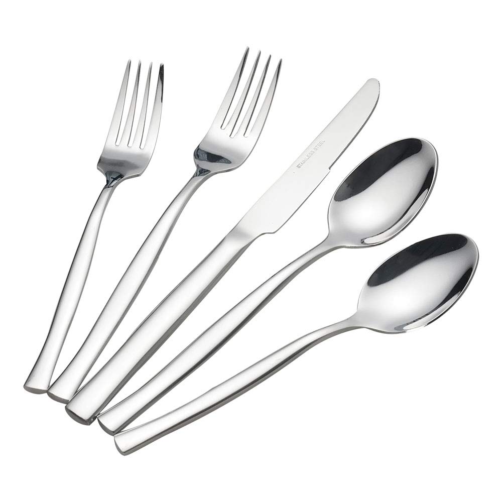 Qskely 40 Pieces Stainless Steel Flatware Cutlery Silverware Set, Service for 8