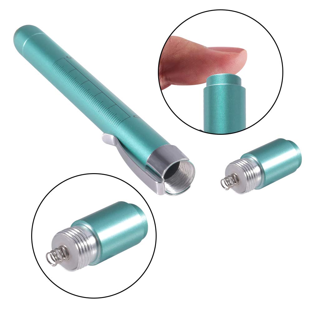 Aokin Pen Light with Pupil Gauge, Reusable LED Penlight Medical for Doctor Nurse Diagnostic etc, White Light, Teal and Rose Gold