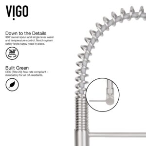 VIGO VG02032STK2 22" H Laurelton Single-Handle with Pull-Down Sprayer Kitchen Faucet with Soap Dispenser in Stainless Steel