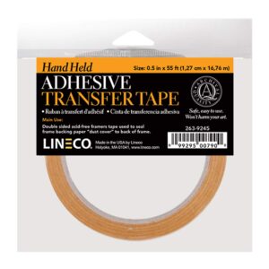 lineco, reverse wound acid free 2 mil adesive transfer hand held atg tape. used in picture framing, mounting of materials such as paper, wood, plastics, and metals