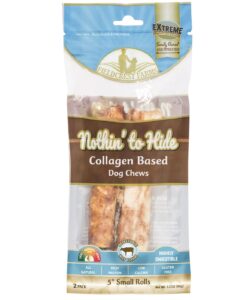 fieldcrest farms nothing to hide natural rawhide alternative 5'' rolls for dogs - 3 pack (6 chews) premium grade easily digestible chews (beef)