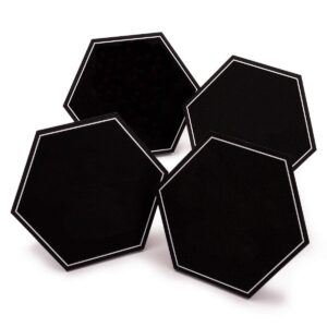 summer-ray 48 black hexagon wedding place cards escort cards with white rim