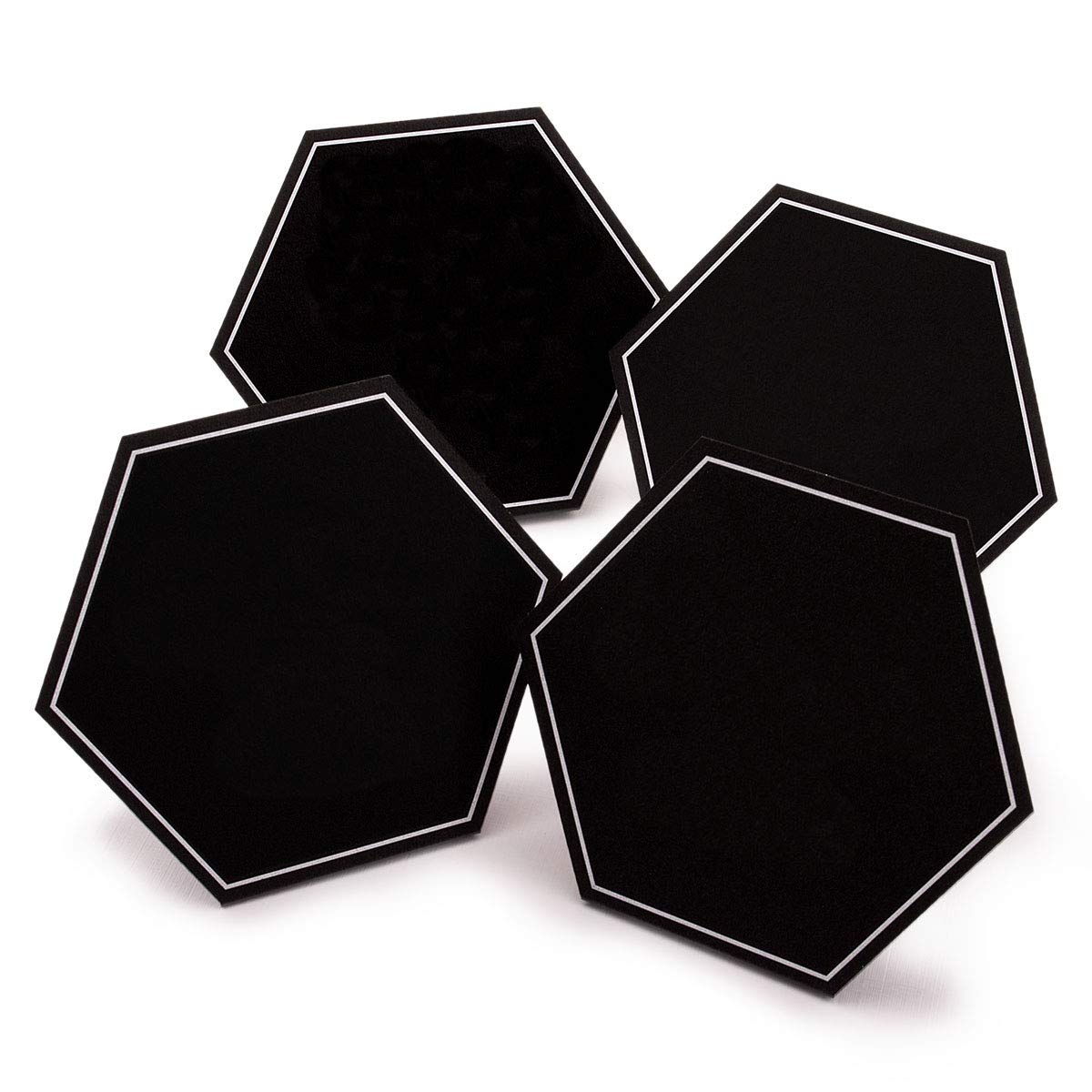 Summer-Ray 48 Black Hexagon Wedding Place Cards Escort Cards with White Rim