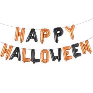 14pcs halloween balloon letter sets happy halloween party decoration aluminum foil balloon banner (orange black)