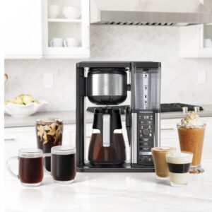 Ninja Specialty Coffee Maker CM400, Removable Water Reservoir, Glass Carafe, Single-Cup Brewing Fold Away Cup Platform