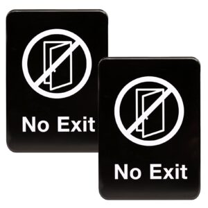 excello global products no exit sign: easy to mount informative plastic sign with symbols 9" x 3", pack of 3 (black)