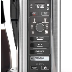 Ninja Specialty Coffee Maker CM400, Removable Water Reservoir, Glass Carafe, Single-Cup Brewing Fold Away Cup Platform