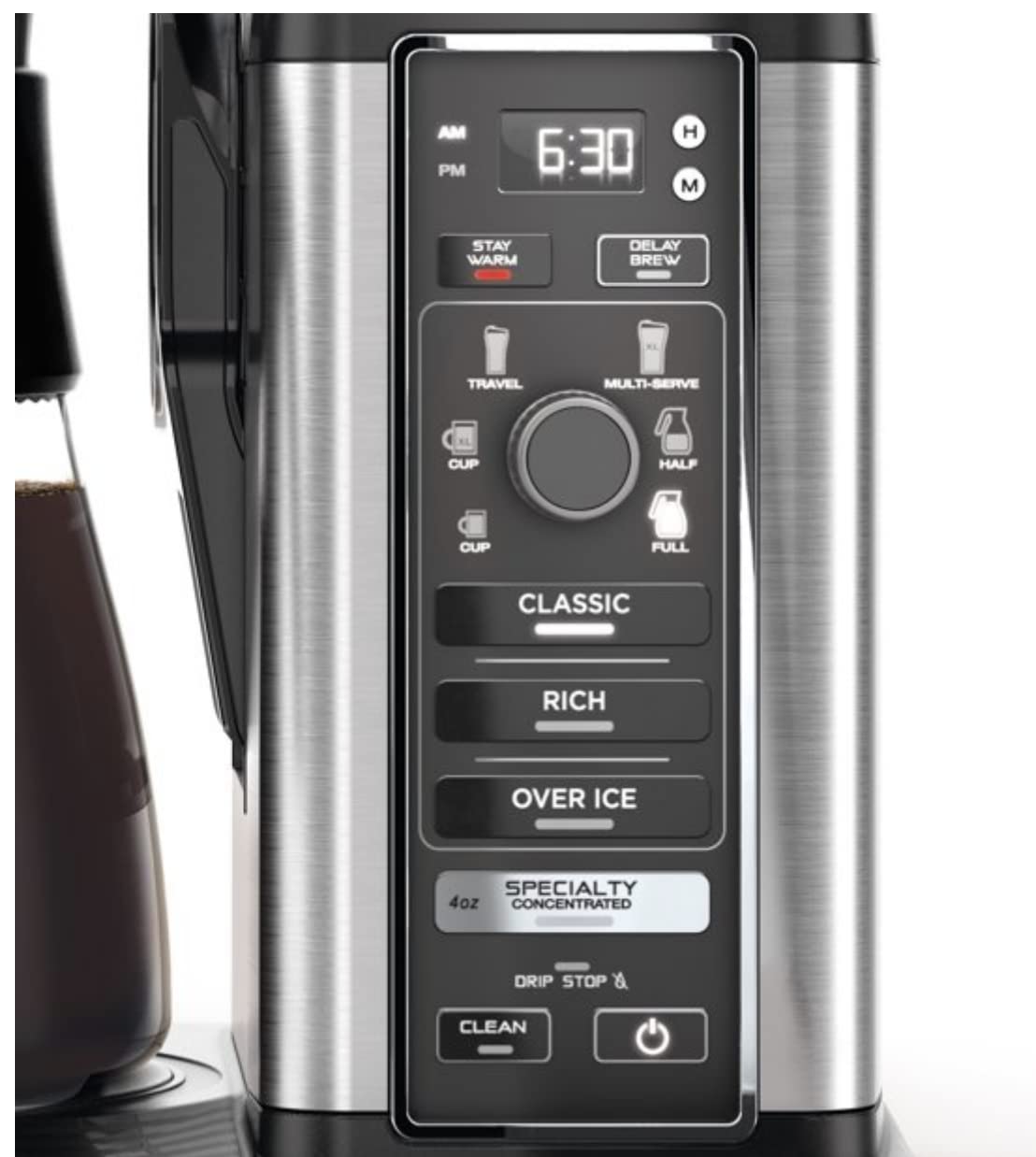 Ninja Specialty Coffee Maker CM400, Removable Water Reservoir, Glass Carafe, Single-Cup Brewing Fold Away Cup Platform