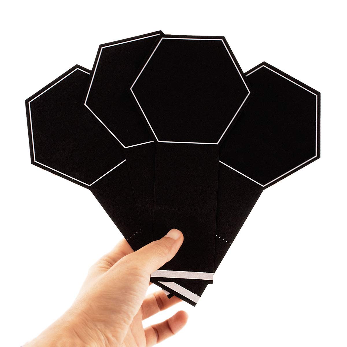 Summer-Ray 48 Black Hexagon Wedding Place Cards Escort Cards with White Rim