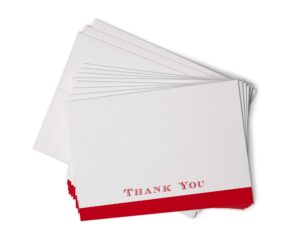 red striped formal thank you cards - bulk set of 100 classic note cards with envelopes - perfect for business professionals & special events