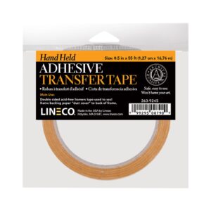 Lineco, Reverse Wound Acid Free 2 mil Adesive Transfer Hand Held ATG Tape. Used in Picture Framing, Mounting of Materials Such as Paper, Wood, Plastics, and Metals