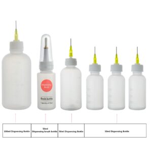 SHAOTONG 6Pcs Squeeze Bottle with 14Pcs Dispensing Needles and 1Pc Dispensing Brush and 12Pcs Cap (30ml+50ml+100ml)