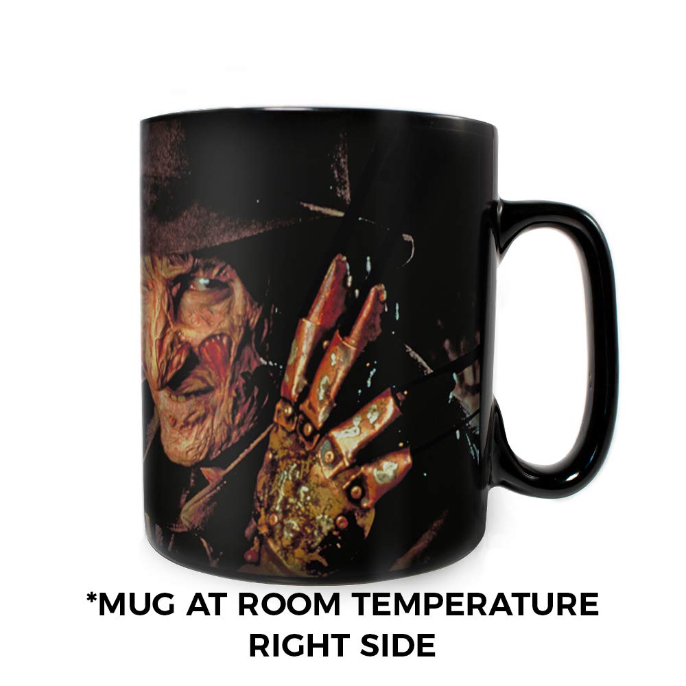 Morphing Mugs A Nightmare On Elm Street – Welcome to My Nightmare – Freddy Krueger Heat Sensitive Clue Mug – Full image revealed when HOT liquid is added - 16oz Large Drinkware