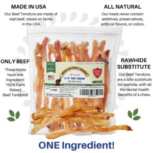 Green Butterfly Brands Beef Tendons for Dogs Made in USA. 6-10 Inch Grass Fed Farm-Raised American Beef Dog Treats. All Natural Dog Dental Chews. Grain Free Odor-Free Beef Dog Chews (8 OZ)