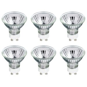 xtricity halogen 20w gu10 bulb glass spotlight light bulb, 20w, dimmable, 2700k soft white, 190 lumens, gu10 stove hood light bulbs 120v, (6 pack)