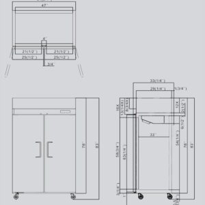 52" Double 2 Door Side By Side Stainless Steel Reach In Commercial Freezer 49 Cubic Feet, for Restaurant