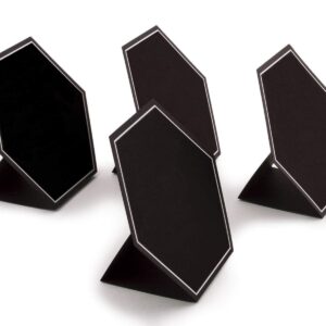 Summer-Ray 48 Black Hexagon Wedding Place Cards Escort Cards with White Rim