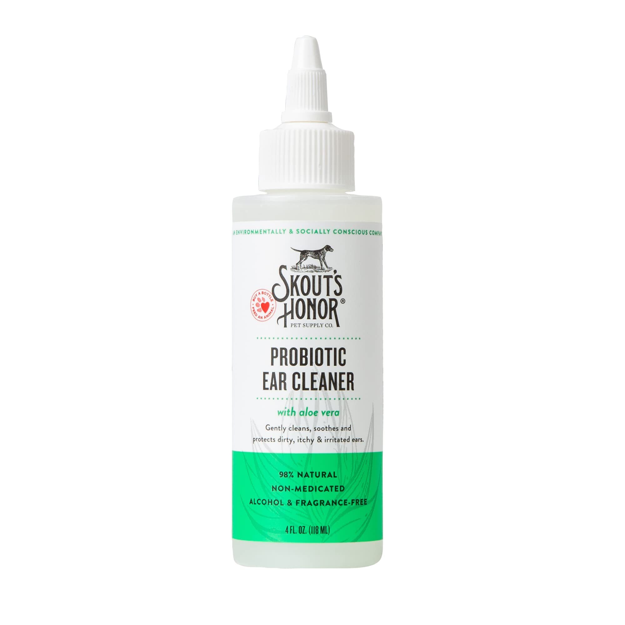 SKOUT'S HONOR Dog Ear Cleaner Solution with Aloe Vera - Alcohol-Free, Fragrance-Free, Non-Medicated Ear Wash for Dogs, 4 oz.