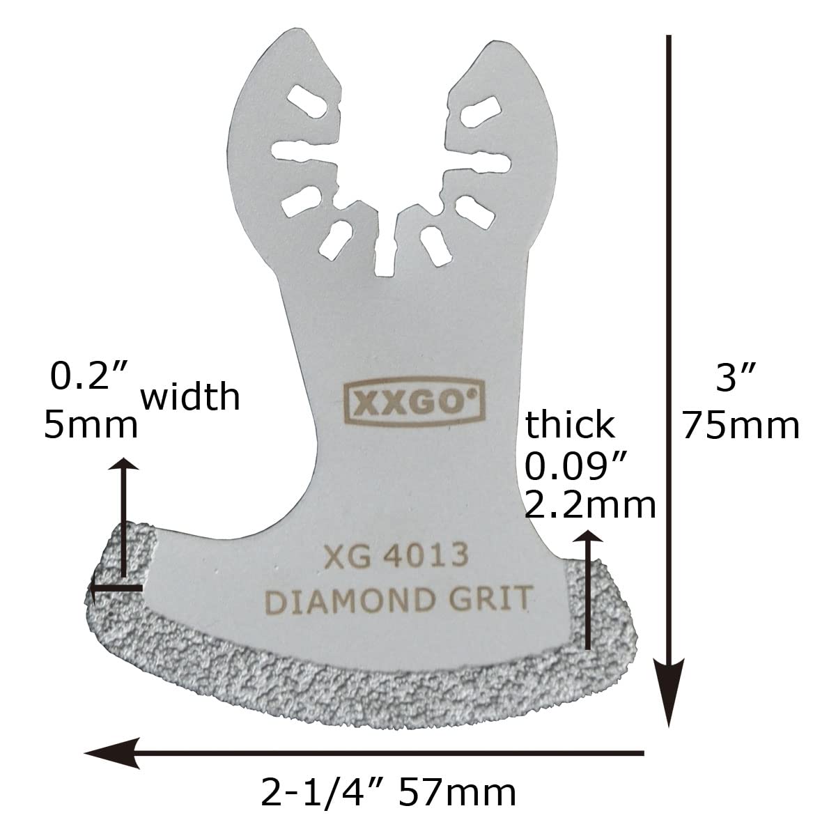 XXGO 3 Pcs Diamond Oscillating Multi Tool Segment Grit Grout Swing Blades for Girt Grout Removal XG3001S