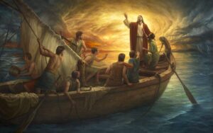 david textiles from fear to faith jesus in boat 36 x 44 panel cotton fabric