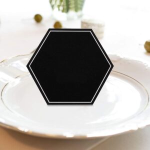 Summer-Ray 48 Black Hexagon Wedding Place Cards Escort Cards with White Rim