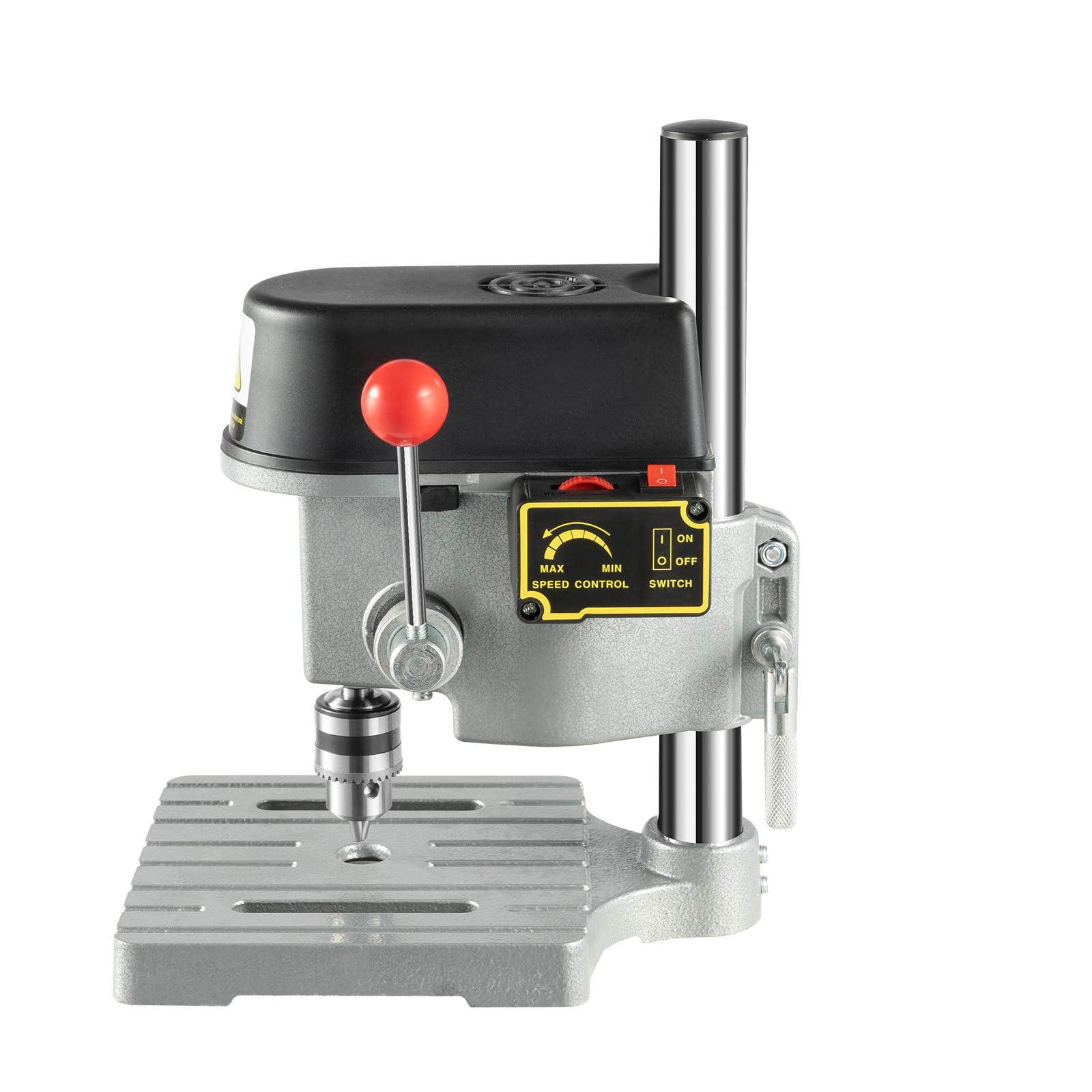 Mini Drill Press, 110V 340W 3-Speed Pillar Drill Press & Table Stand 1-10mm Clamp TOOL Benchtop Drill Press Chuck Metal Wood Plastic Open Hole Milling Machine for Metal Wooden Jewelry DIY and Crafts