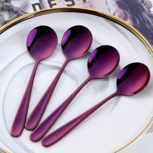 Buyer Star Bouillon Spoon Sets, 7-Inch Round Soup Spoons, Stainless Steel Finished Table Dinner Spoons