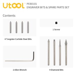 10PCS Engraver Diamond Point Tungsten Carbide Steel Bits & Spare Parts Set for UTOOL Engraving Tool